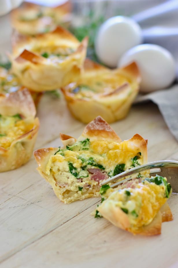 Mini Quiche In Wonton Wrappers - Laughing Spatula