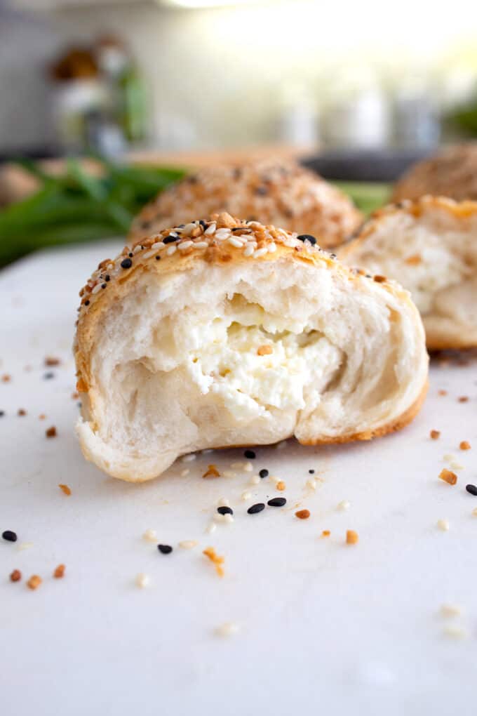 Cream Cheese Stuffed Bagel Bites - Laughing Spatula